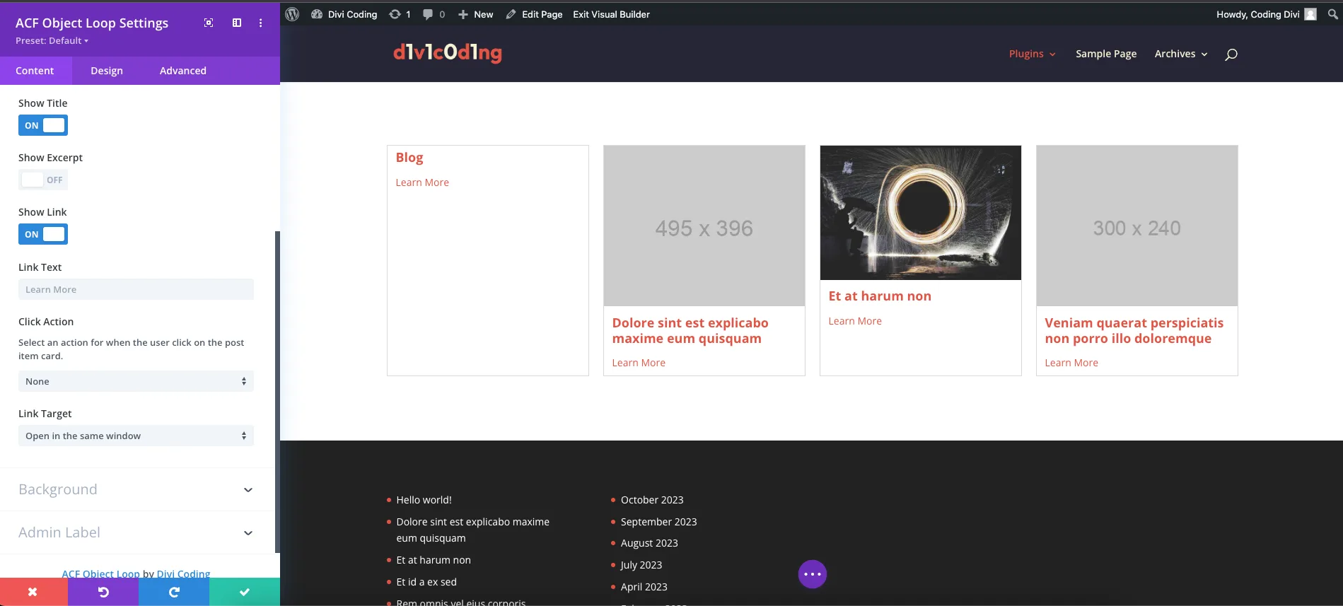 Divi ACF Object Loop - Update 1.0.1 - Click Actions - Divi Coding Store